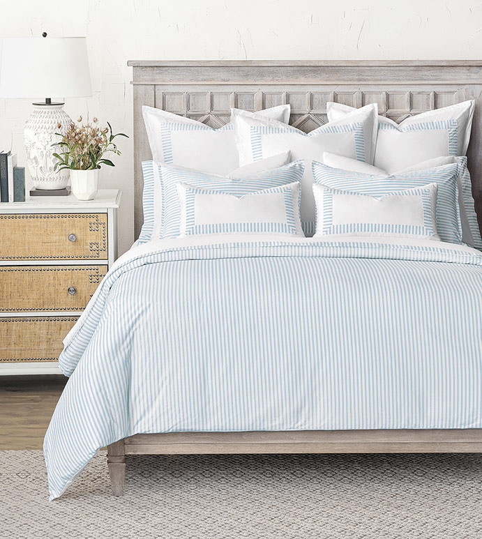 Blass Ticking Euro Sham In Sky | Eastern Accents