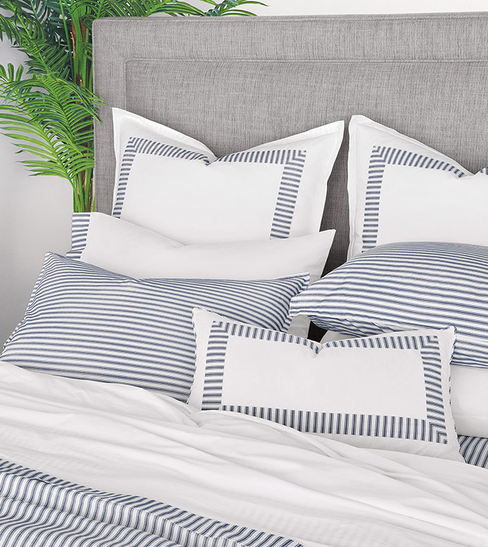 Blass Ticking Standard Sham In Navy | Eastern Accents