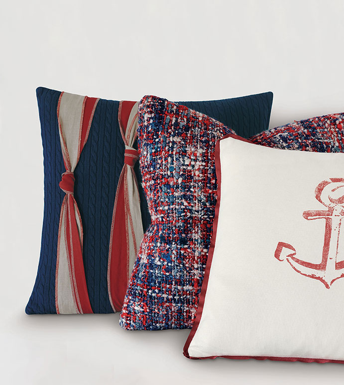 Harbor Knots Decorative Pillow In Red | Eastern Accents