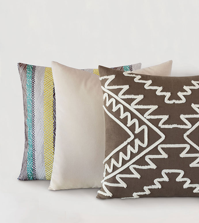 Plush Velvet Decorative Pillow In Sea Salt | Eastern Accents