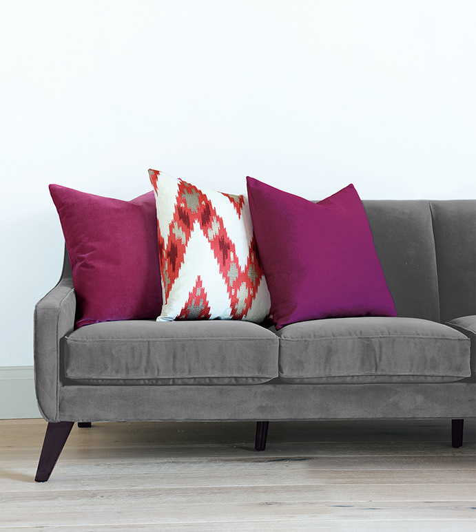 Plush Velvet Decorative Pillow In Raspberry | Eastern Accents