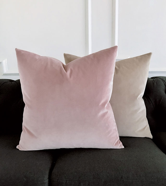 Uma Velvet Decorative Pillow In Pink - 22x22 | Eastern Accents