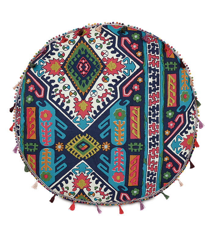 Fairuza Trompe Loeil Round Pillow | Eastern Accents