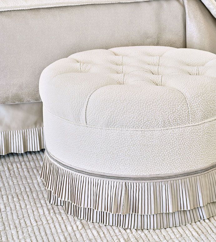 Romilly Pleated Round Ottoman | Eastern Accents