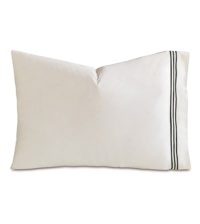 Tessa Satin Stitch Pillowcase In Ivory/black | Eastern Accents