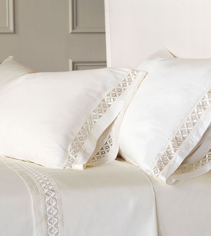 Juliet Lace Sheet Set In Ivory/ivory | Eastern Accents
