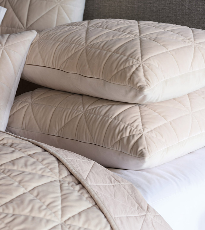 Nova Quilted Velvet Standard Sham In Ivory | Eastern Accents