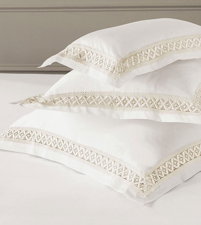 Juliet Lace Standard Sham In Ivory/ivory | Eastern Accents