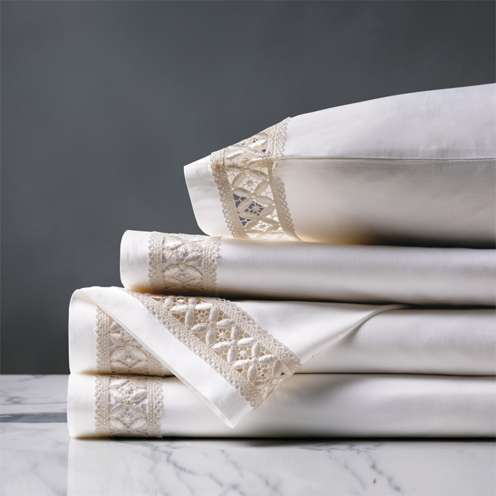 Juliet Lace Sheet Set In White/ivory | Eastern Accents