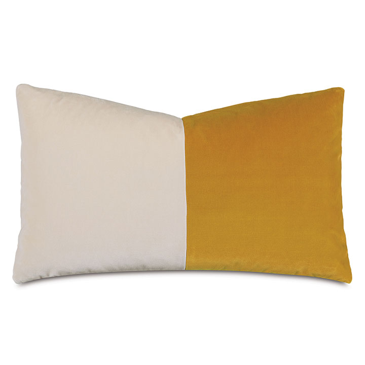 Uma Colorblock Decorative Pillow In Mustard - 13x22 | Eastern Accents
