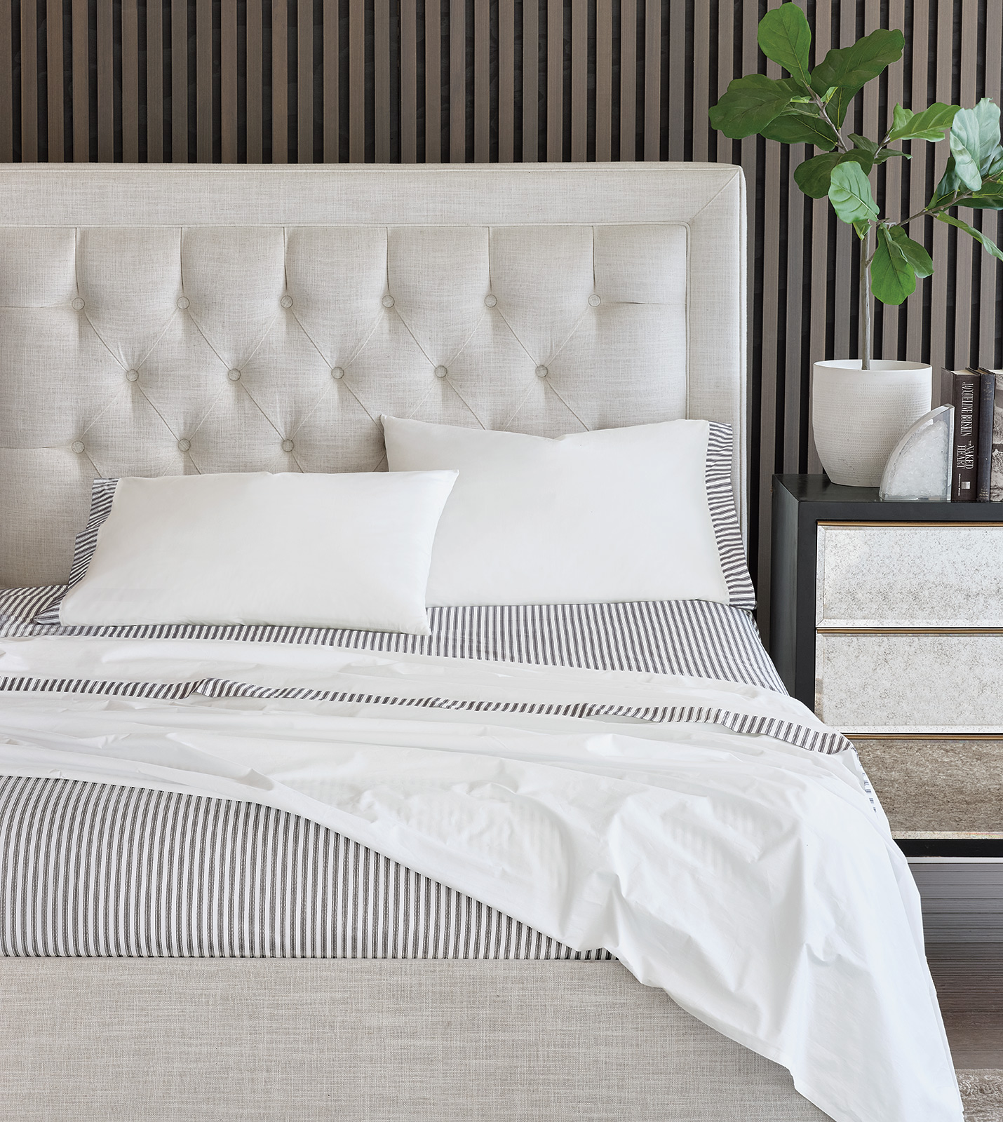 Blass Ticking Sheet Set In Black | Eastern Accents