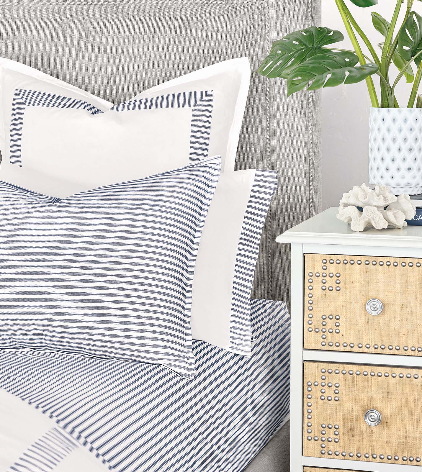 Blass Ticking Standard Sham In Navy | Eastern Accents