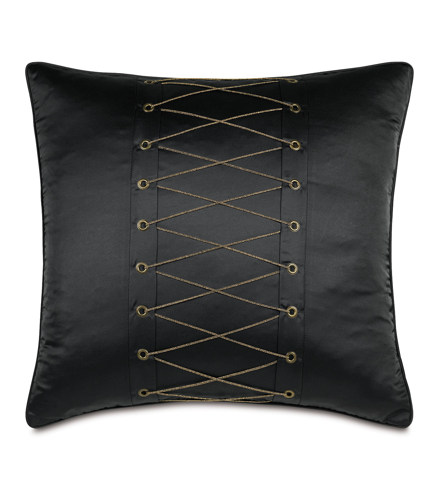 Arwen Lacing Detail Euro Sham In Black | Eastern Accents