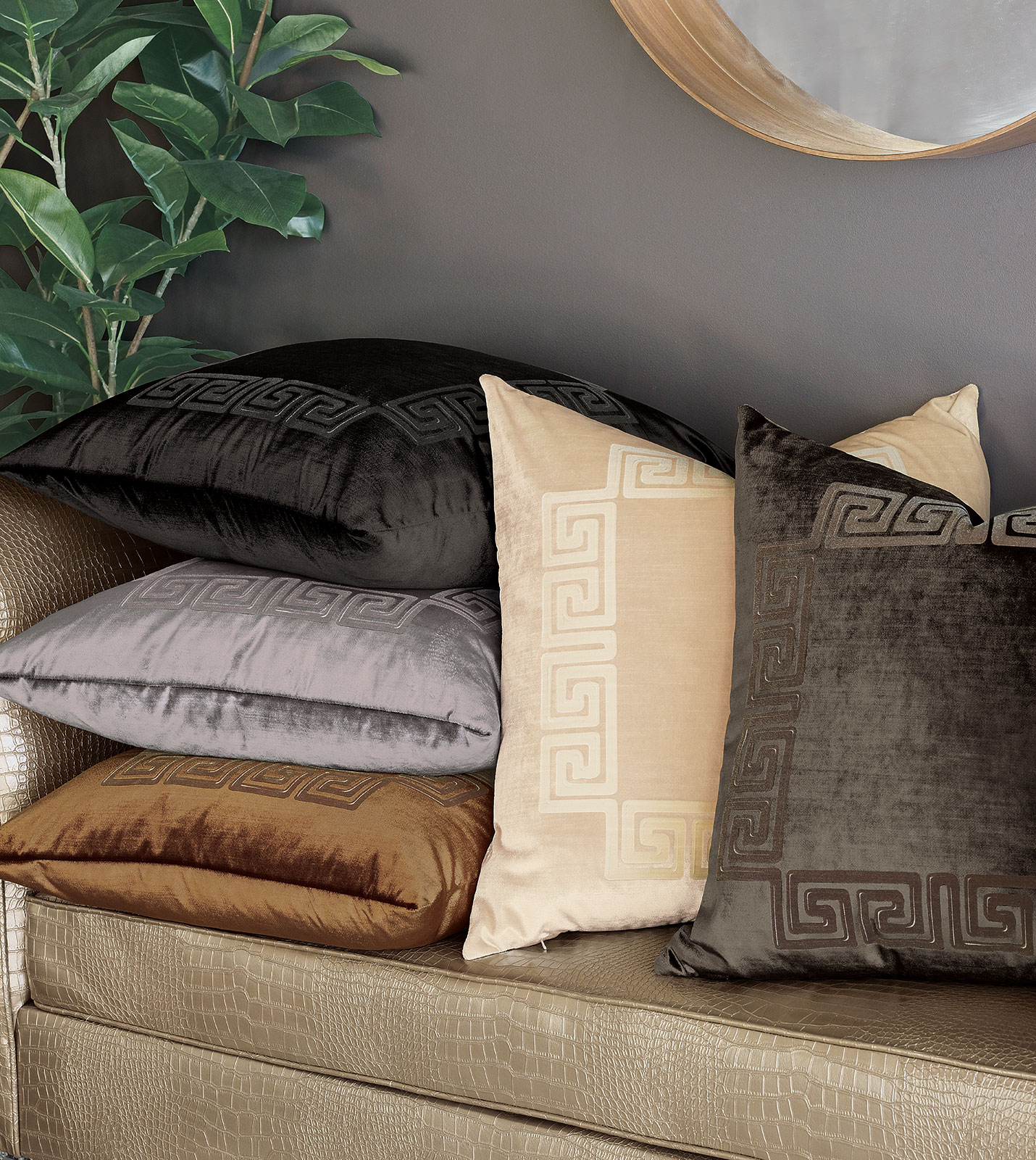 Antiquity Greek Key Decorative Pillow In Oregano | Eastern Accents