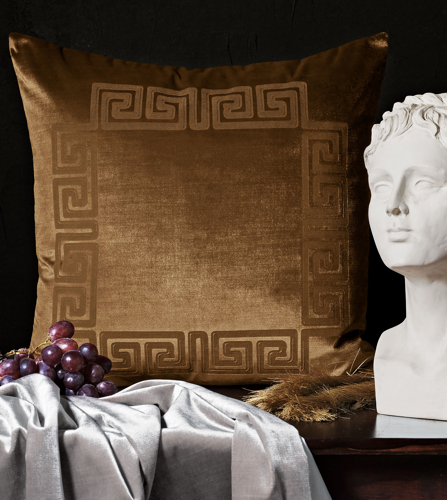 Antiquity Greek Key Decorative Pillow In Coin - 22x22 | Eastern Accents
