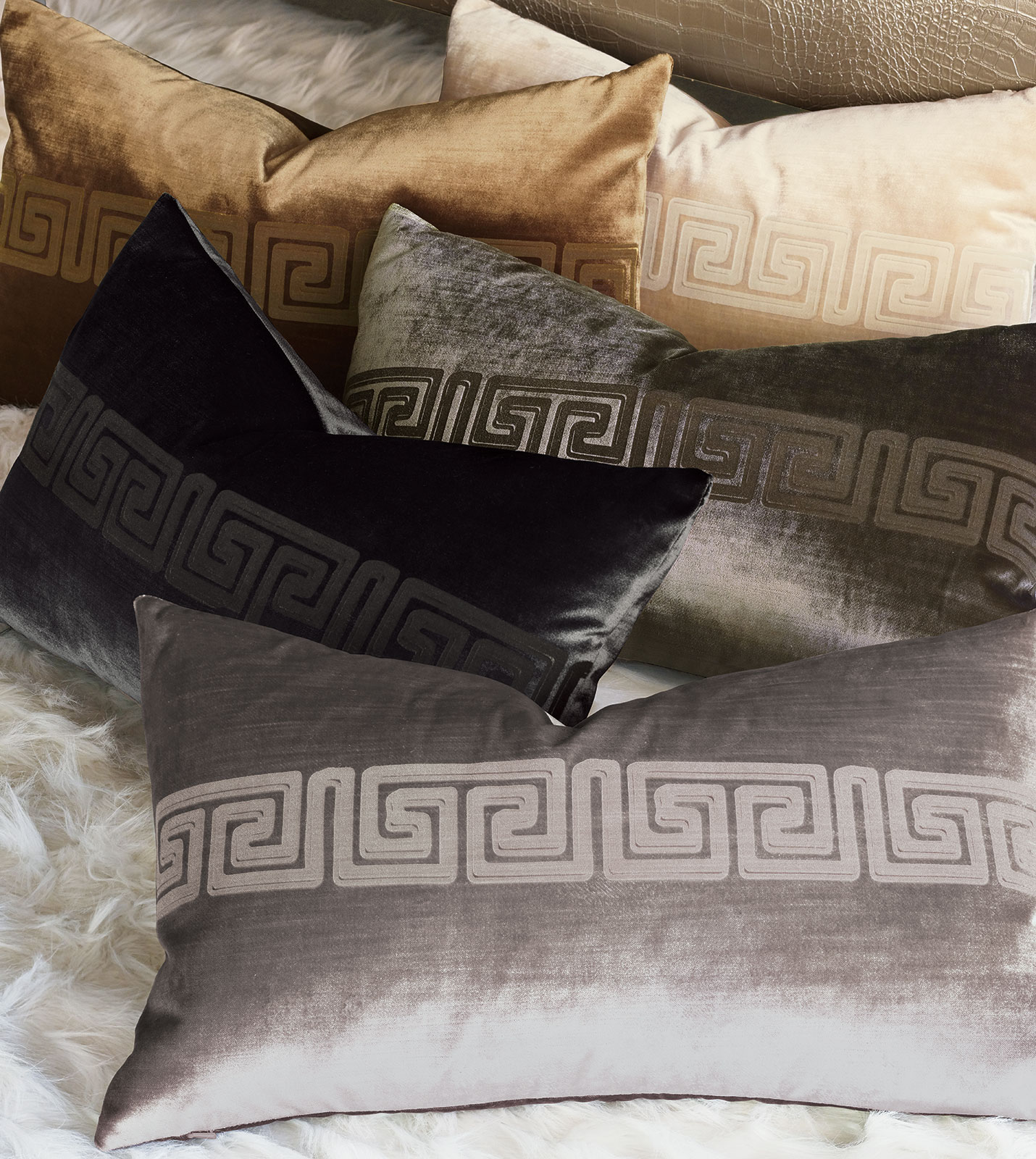 Antiquity Greek Key Decorative Pillow In Coin | Eastern Accents