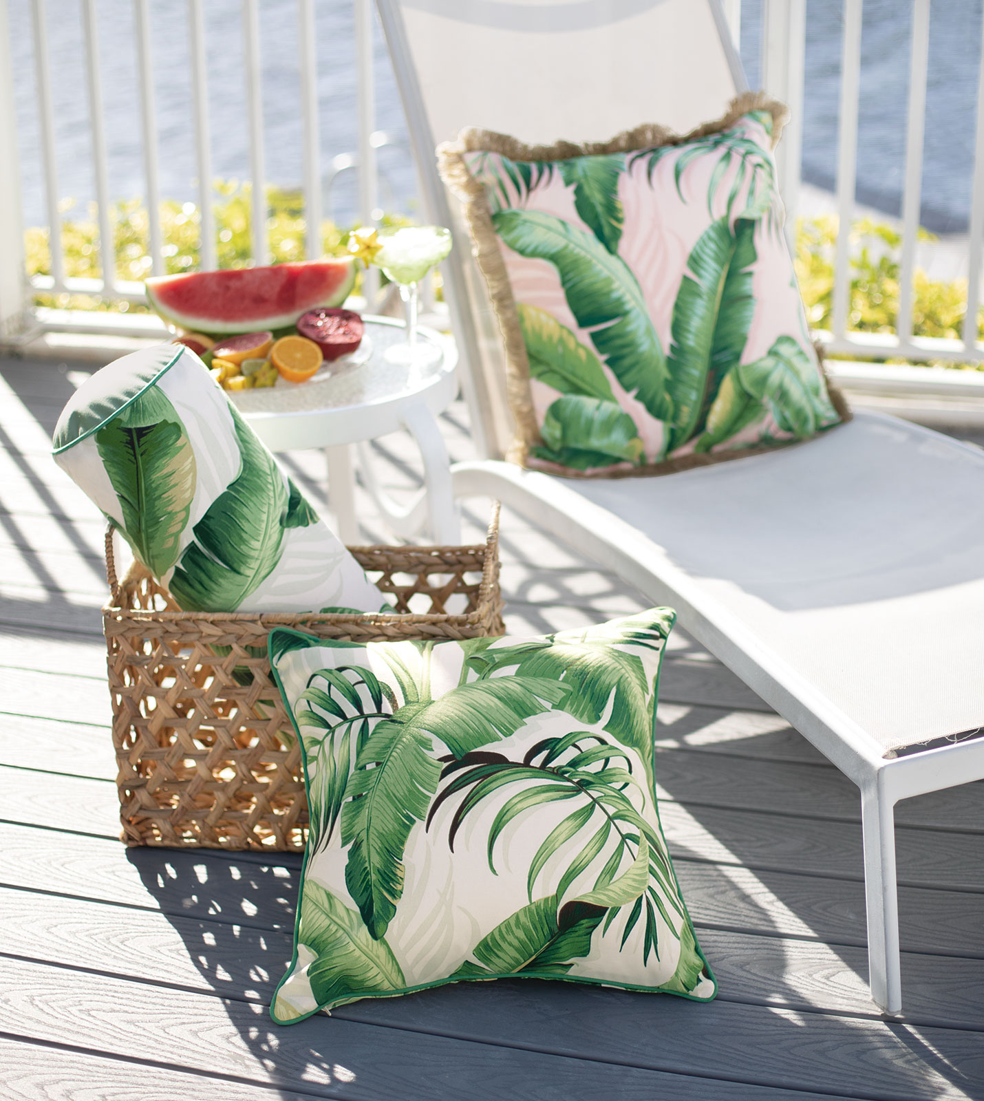 Abaca Banana Leaf Decorative Pillow In Cloud | Eastern Accents