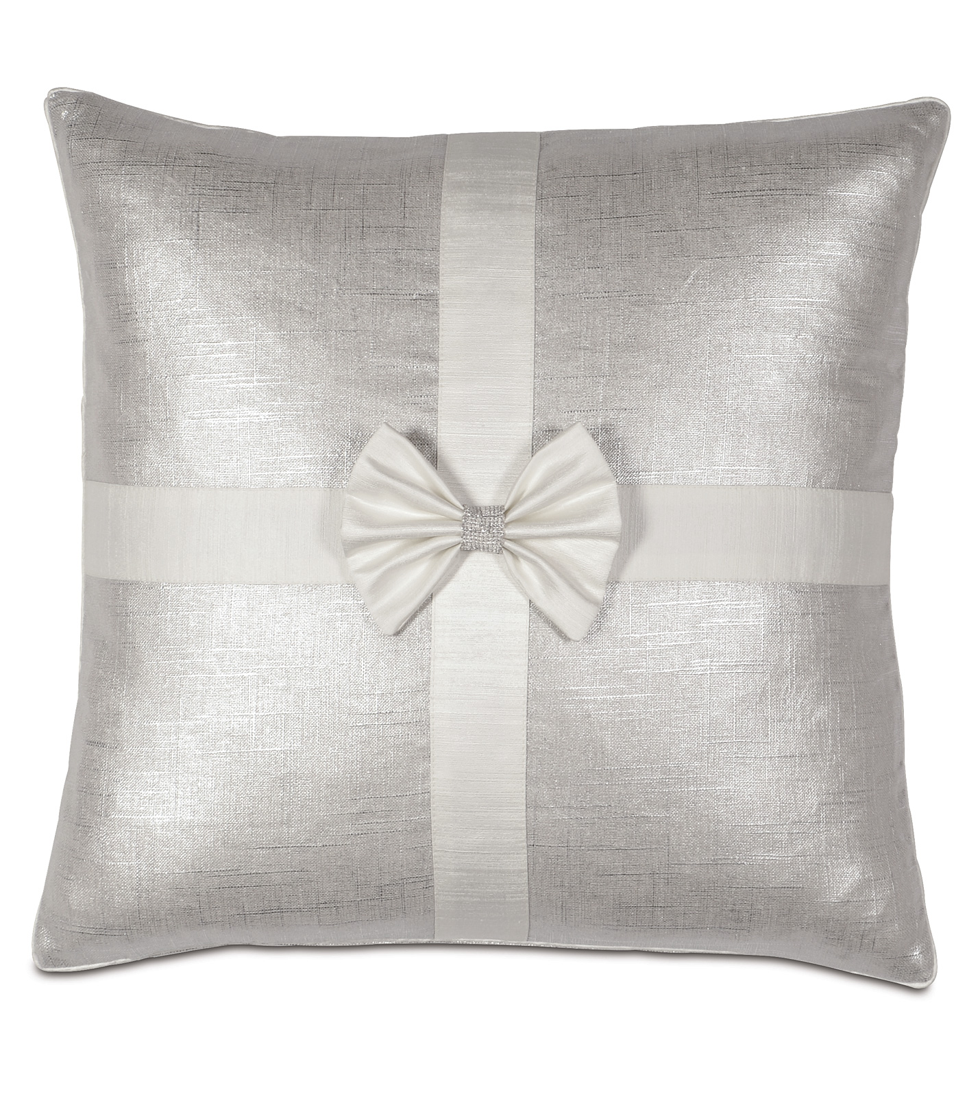Gift Bow Decorative Pillow In Silver | Eastern Accents
