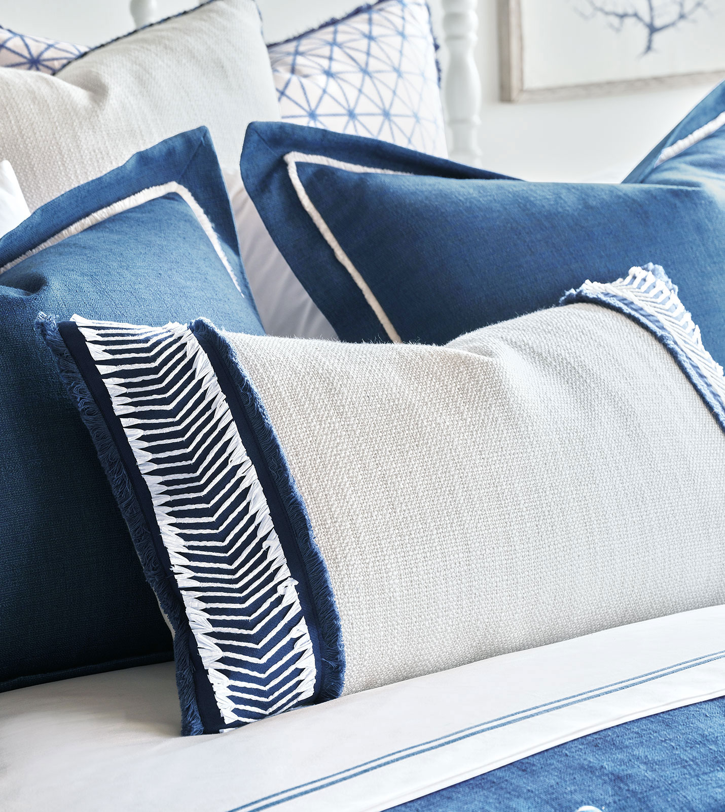 Cocobay Raffia Trim Decorative Pillow - 15x26 | Eastern Accents