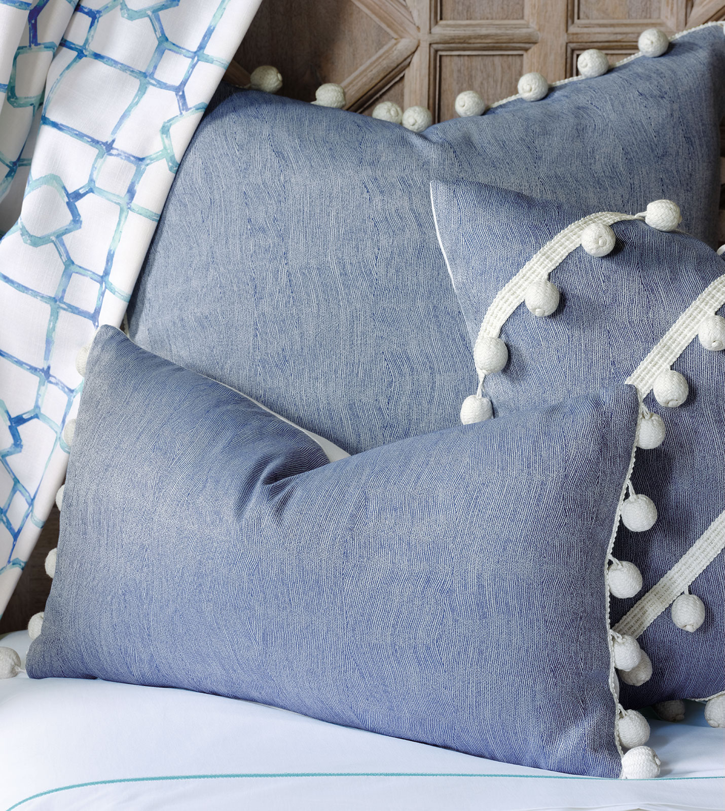 Castaway Diagonal Trim Decorative Pillow | Eastern Accents