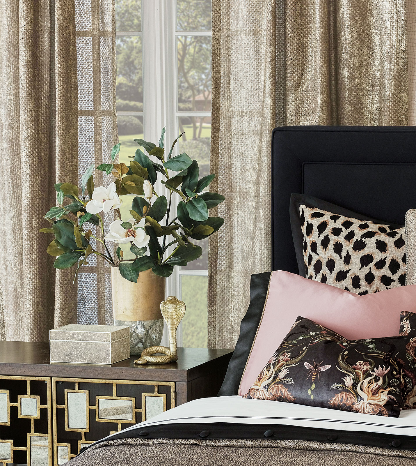 Indochine Metallic Curtain Panel | Eastern Accents