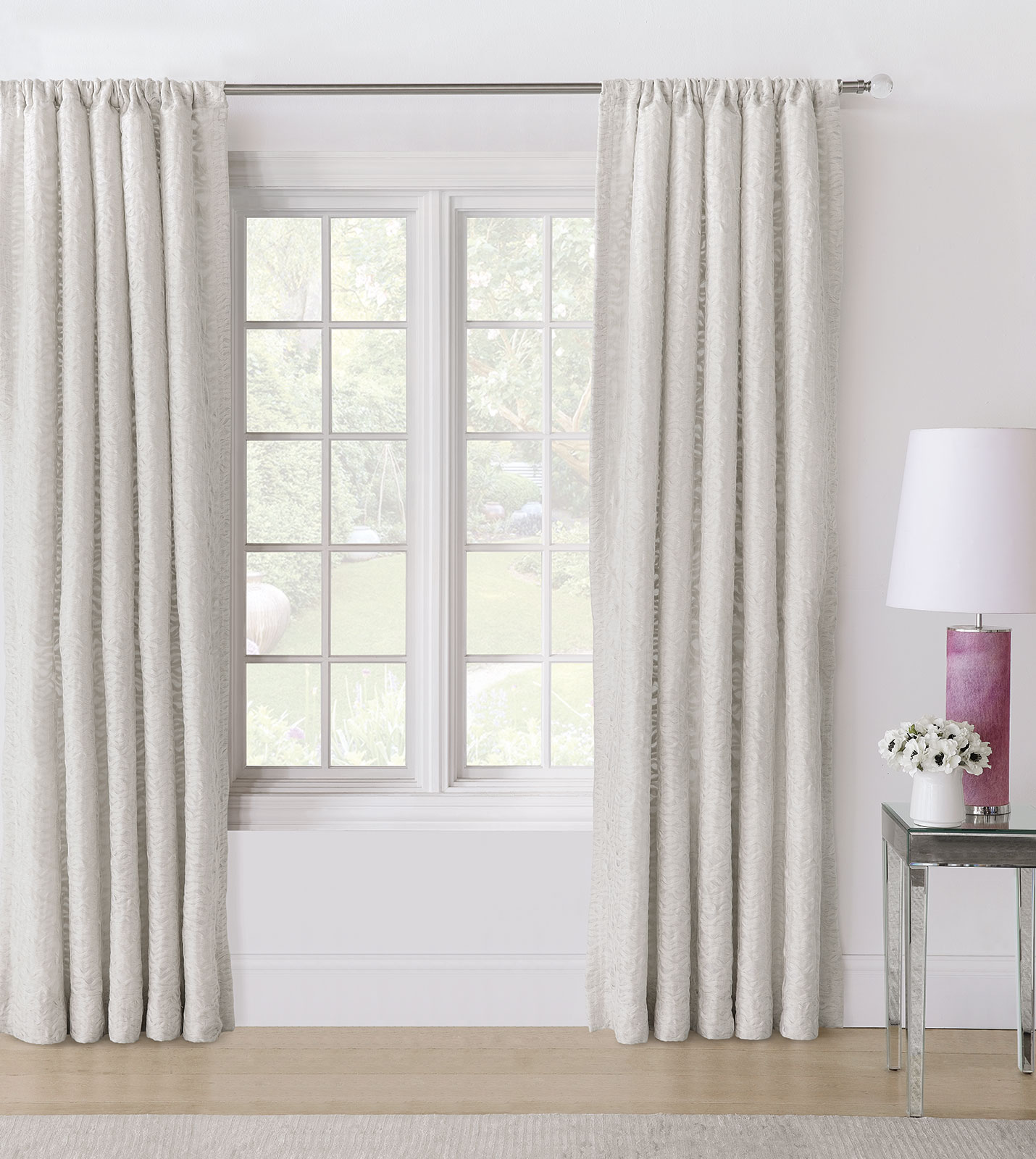 Naomi Rod Pocket Curtain Panel In Ivory | Eastern Accents