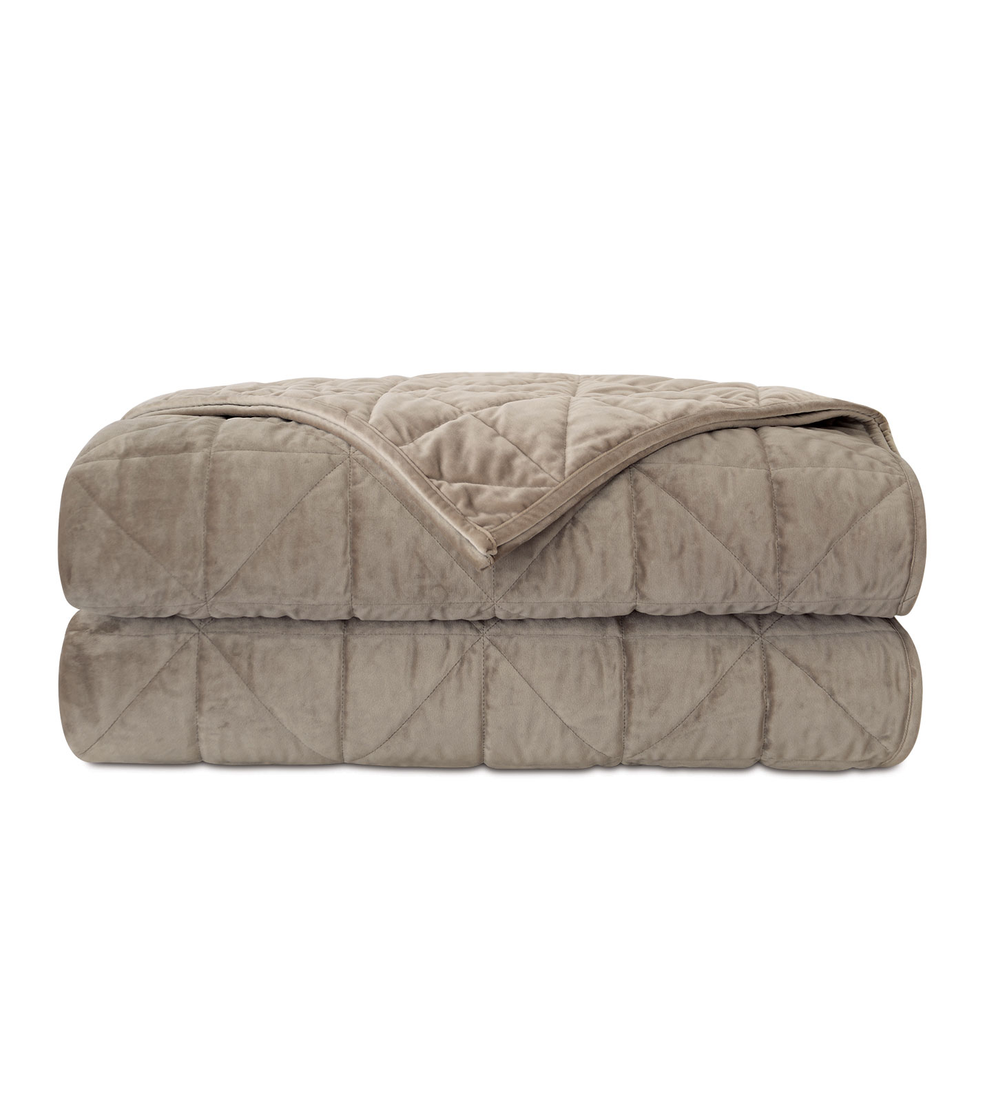 Nova Quilted Velvet Coverlet In Fawn | Eastern Accents