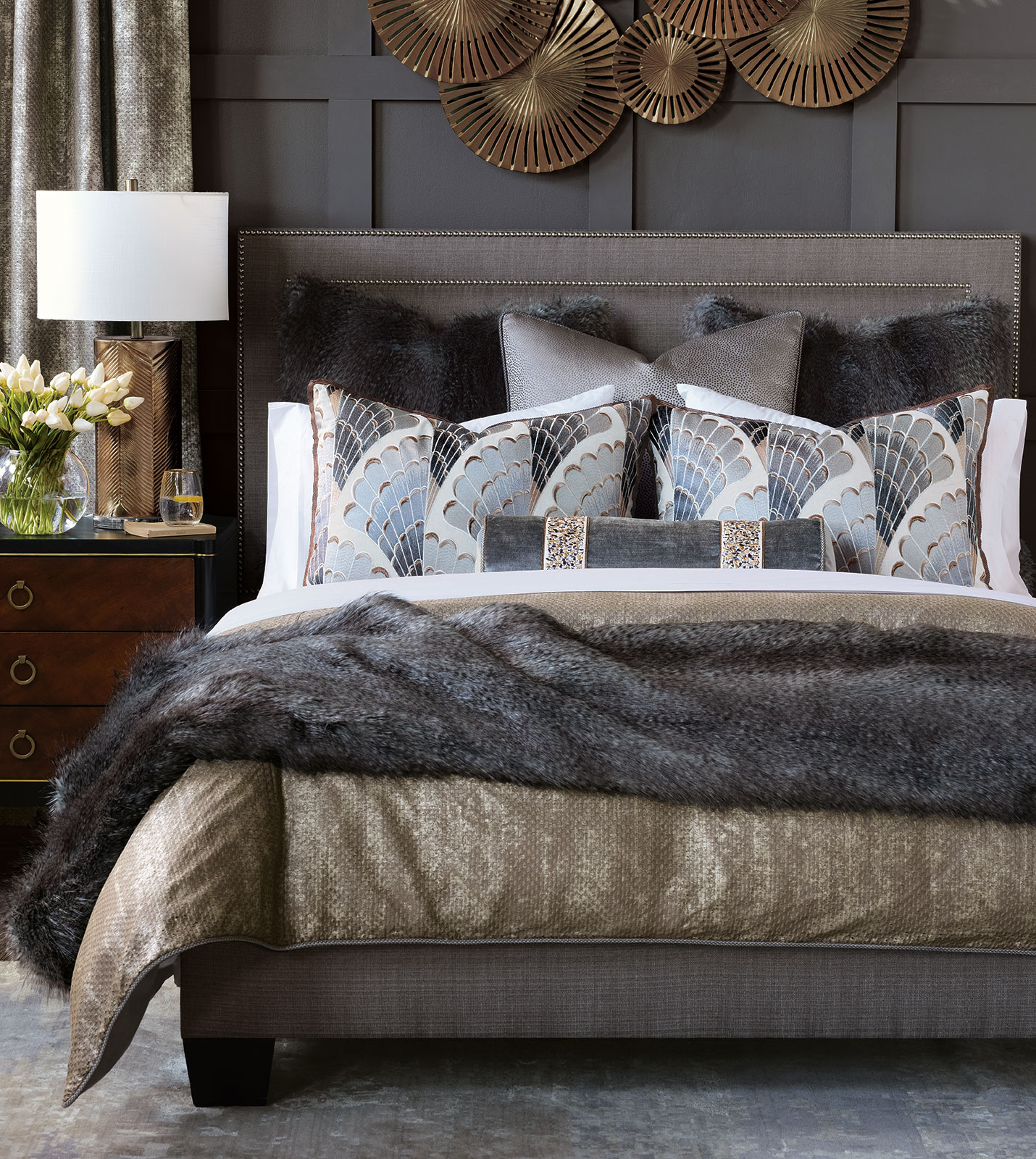 Indochine Faux Fur Euro Sham | Eastern Accents