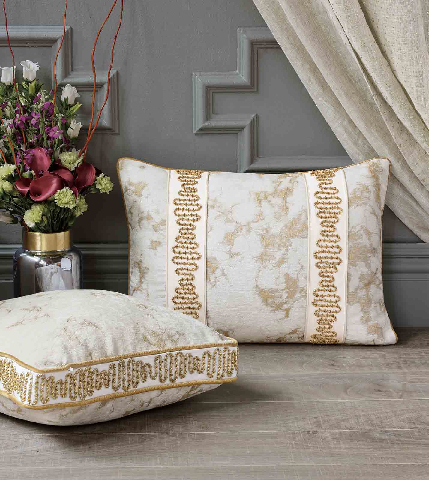 Marceau Metallic Marble Decorative Pillow | Eastern Accents