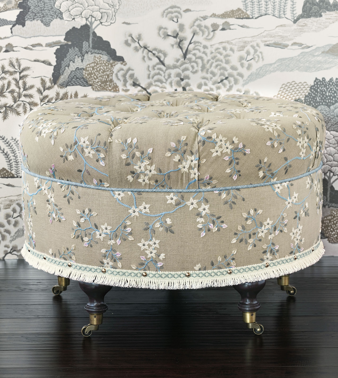 Amberlynn Embroidered Ottoman | Eastern Accents