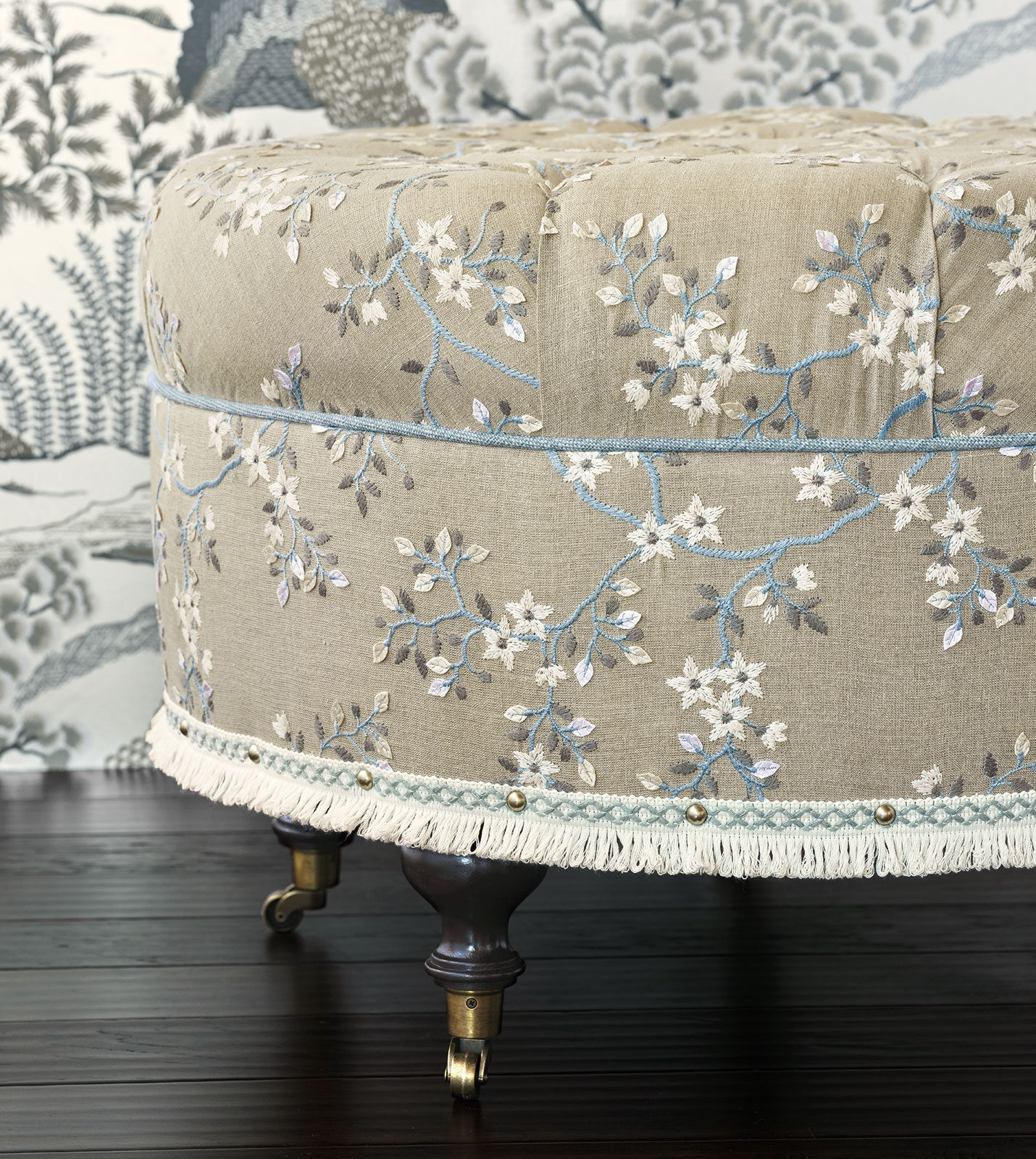 Amberlynn Embroidered Ottoman | Eastern Accents