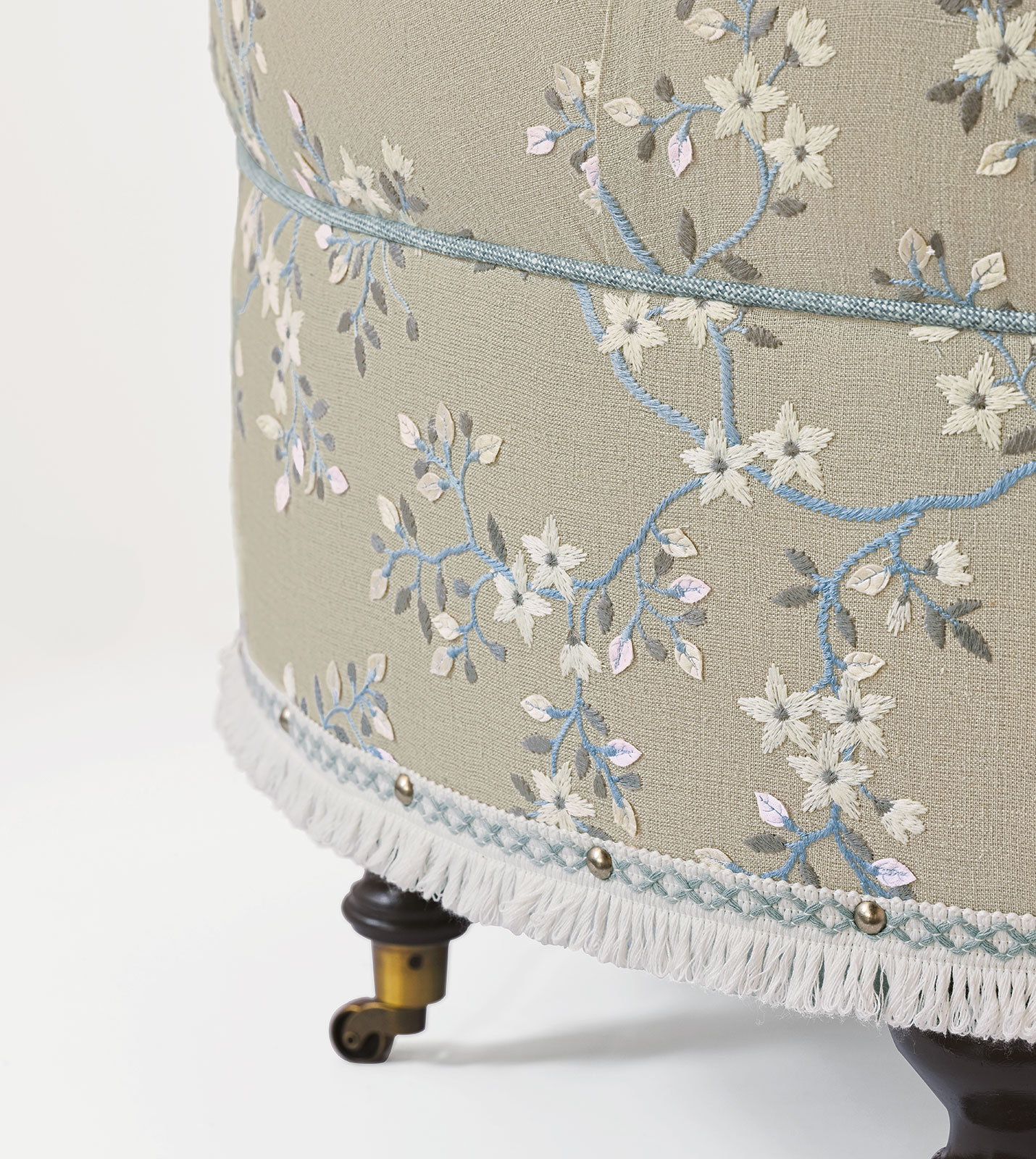 Amberlynn Embroidered Ottoman | Eastern Accents