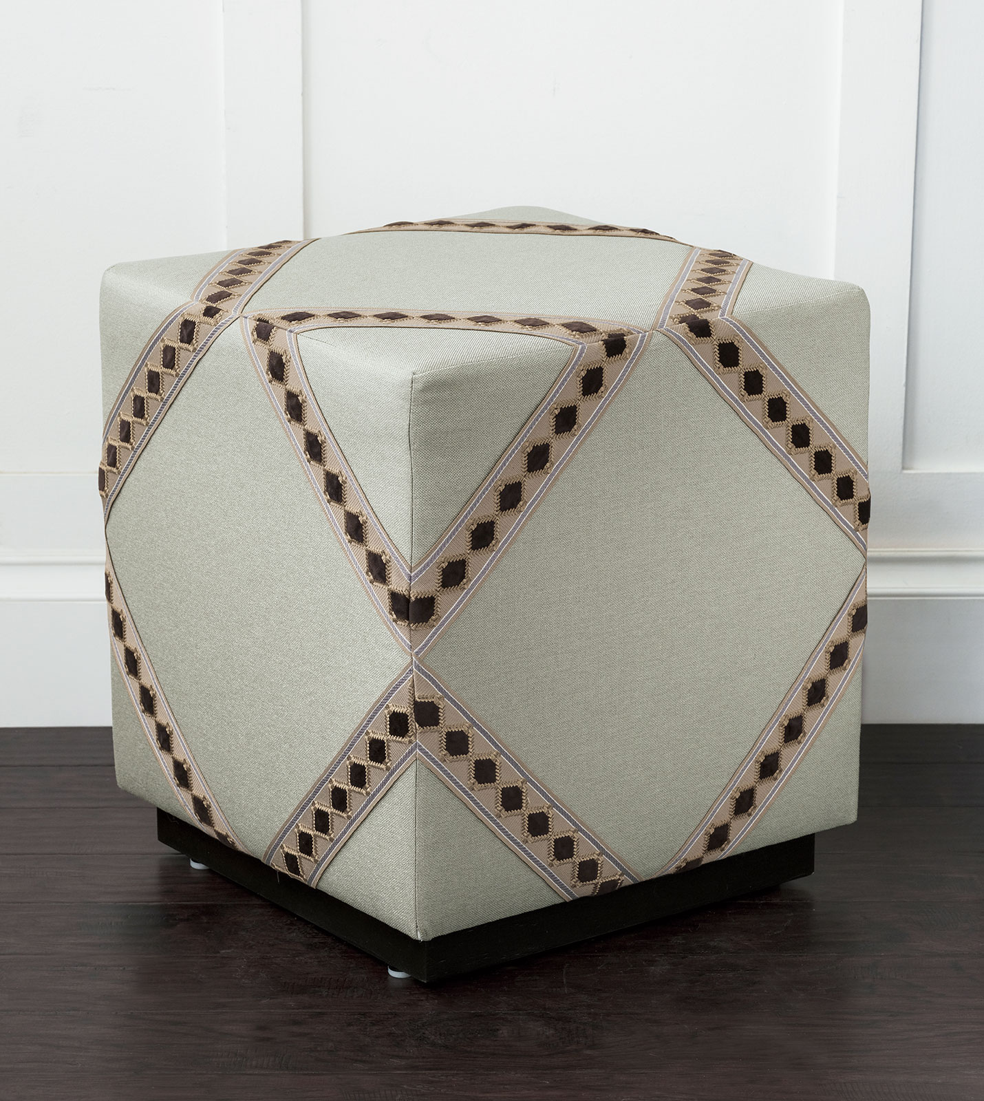 Steeplechaser Diamond Tape Ottoman | Eastern Accents