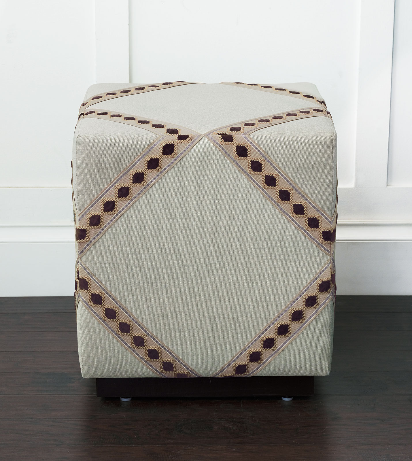 Steeplechaser Diamond Tape Ottoman | Eastern Accents