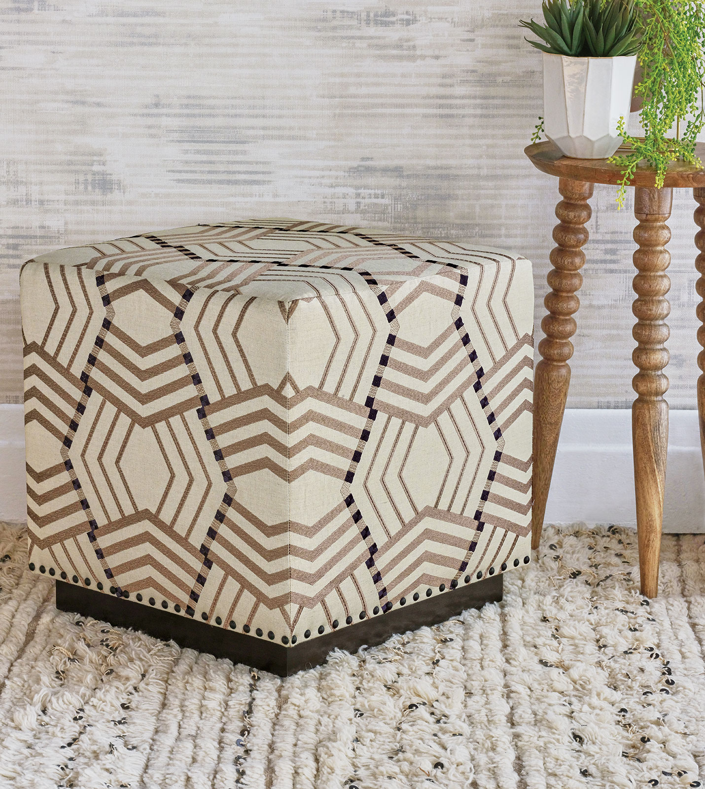 Kimahri Embroidered Ottoman | Eastern Accents