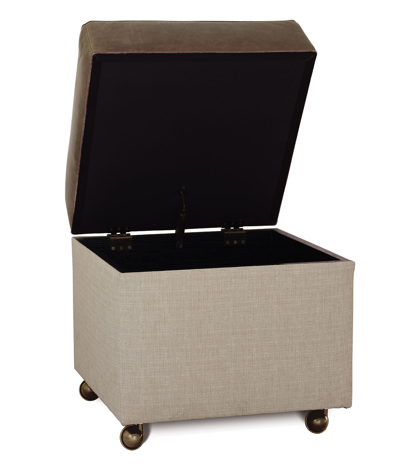 Higgins Leather Trim Storage Ottoman | Eastern Accents