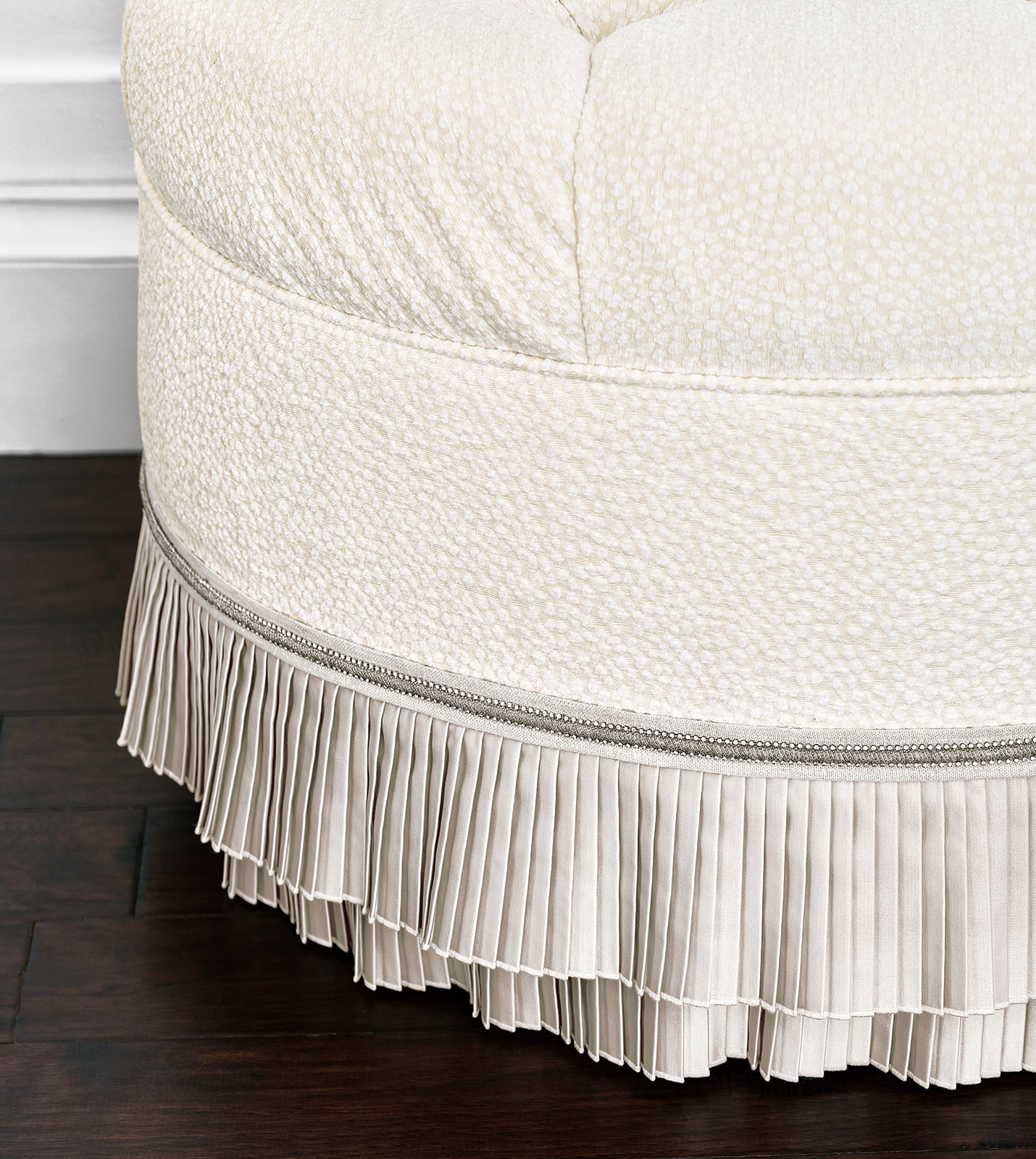 Romilly Pleated Round Ottoman | Eastern Accents