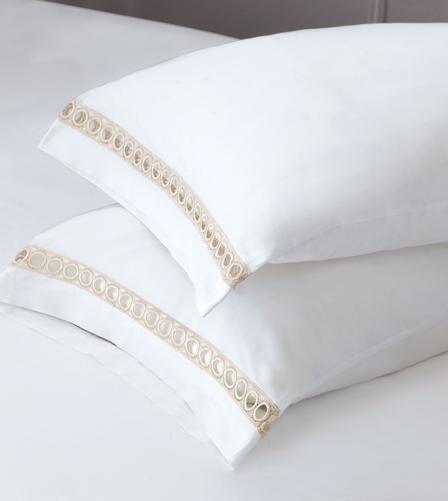 Celine Lace Pillowcase In Champagne | Eastern Accents