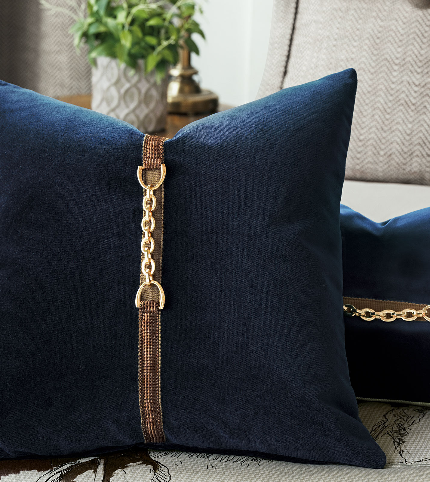 Steeplechaser Vertical Buckle Decorative Pillow | Eastern Accents