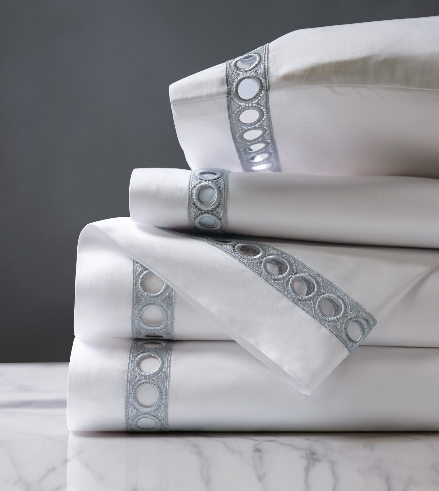 Celine Lace Sheet Set In Silver | Eastern Accents