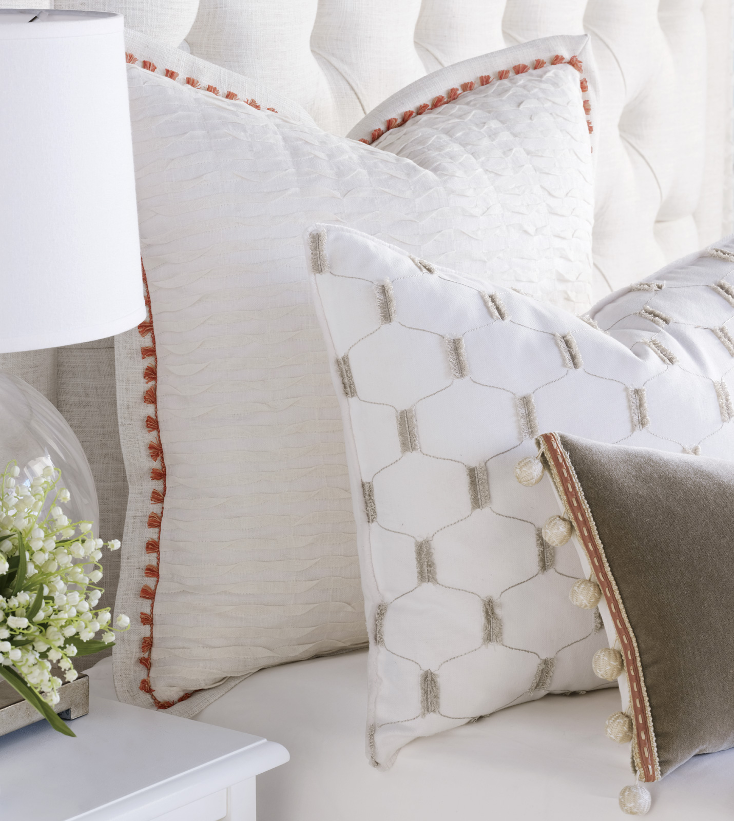 Filmore Embroidered Standard Sham In Ivory | Eastern Accents