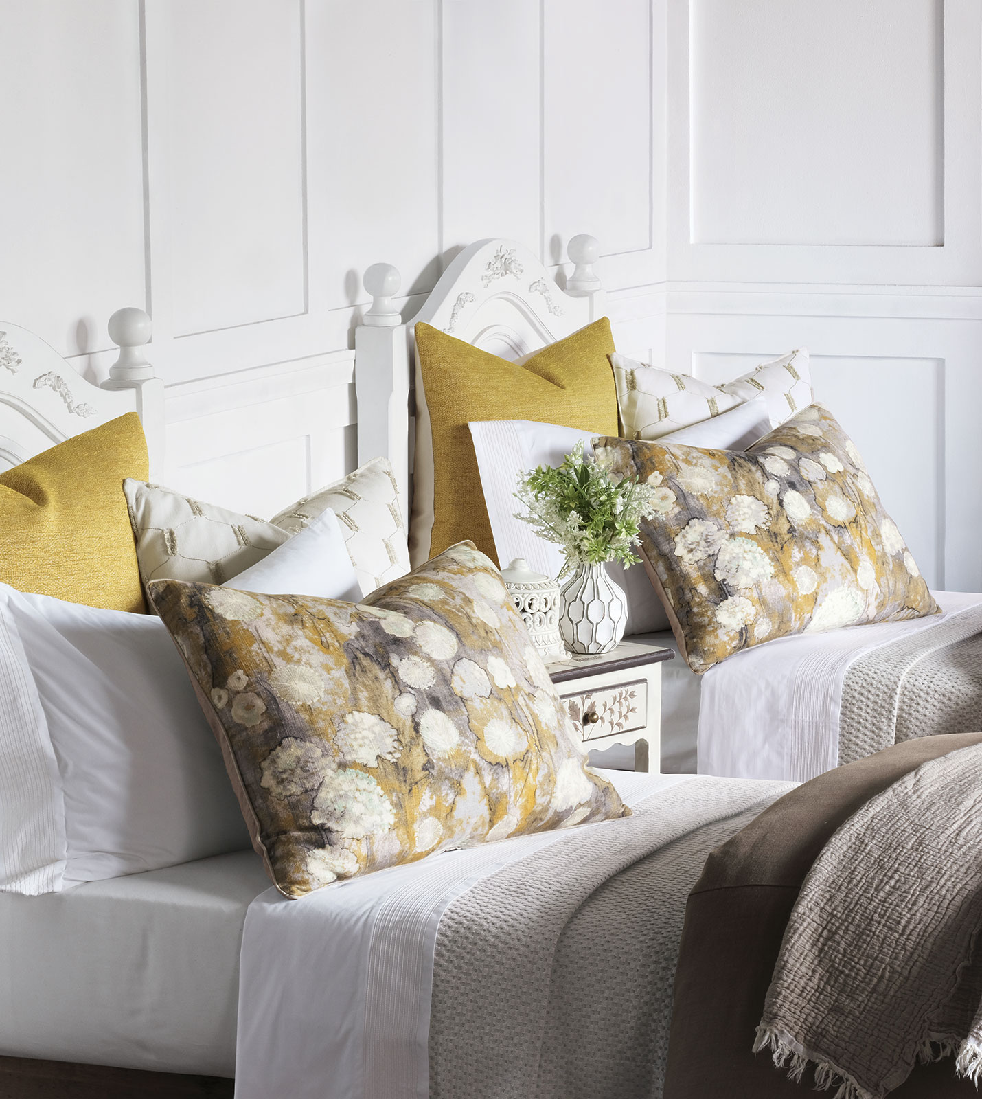 Filmore Embroidered Standard Sham In Ivory | Eastern Accents